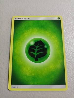 Pokemon Grass Energy Card 2017 Green Leaf Yellow Border | eBay