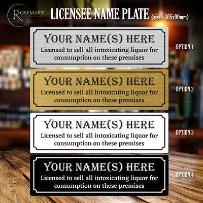 Personalised Pub Bar Licensee name plate plaque Aluminium Metal Sign ...