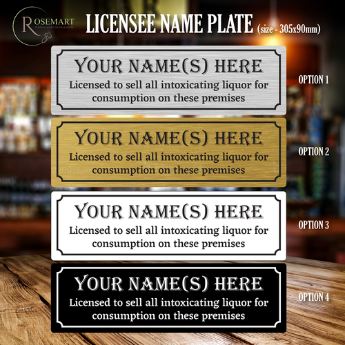 Personalised Pub Bar Licensee name plate plaque Aluminium Metal Sign ...