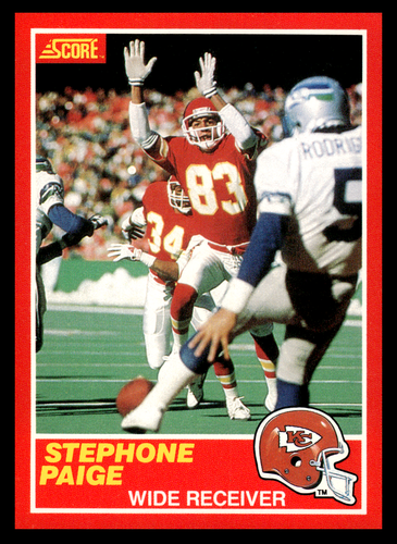 1989 Score Stephone Paige #216 Kansas City Chiefs NFL Football Base Set ...