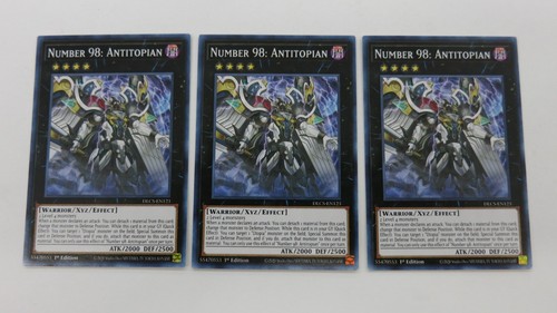 3x NUMBER 98 ANTITOPIAN XYZ DLCS-EN123 1ST EDITION COMMON YUGIOH NM ...