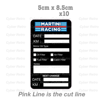 MARTINI Racing Oil Change Service Reminder x10 , Cars Trucks Sticker | eBay