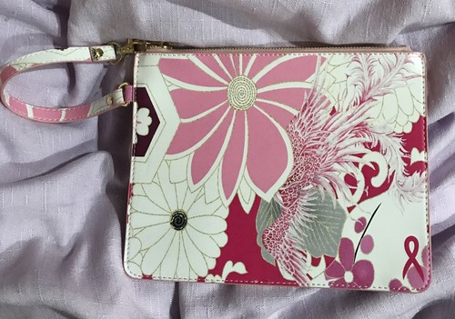 floral white pink wristlet bag case purse new Breast Health Logo Pretty ...