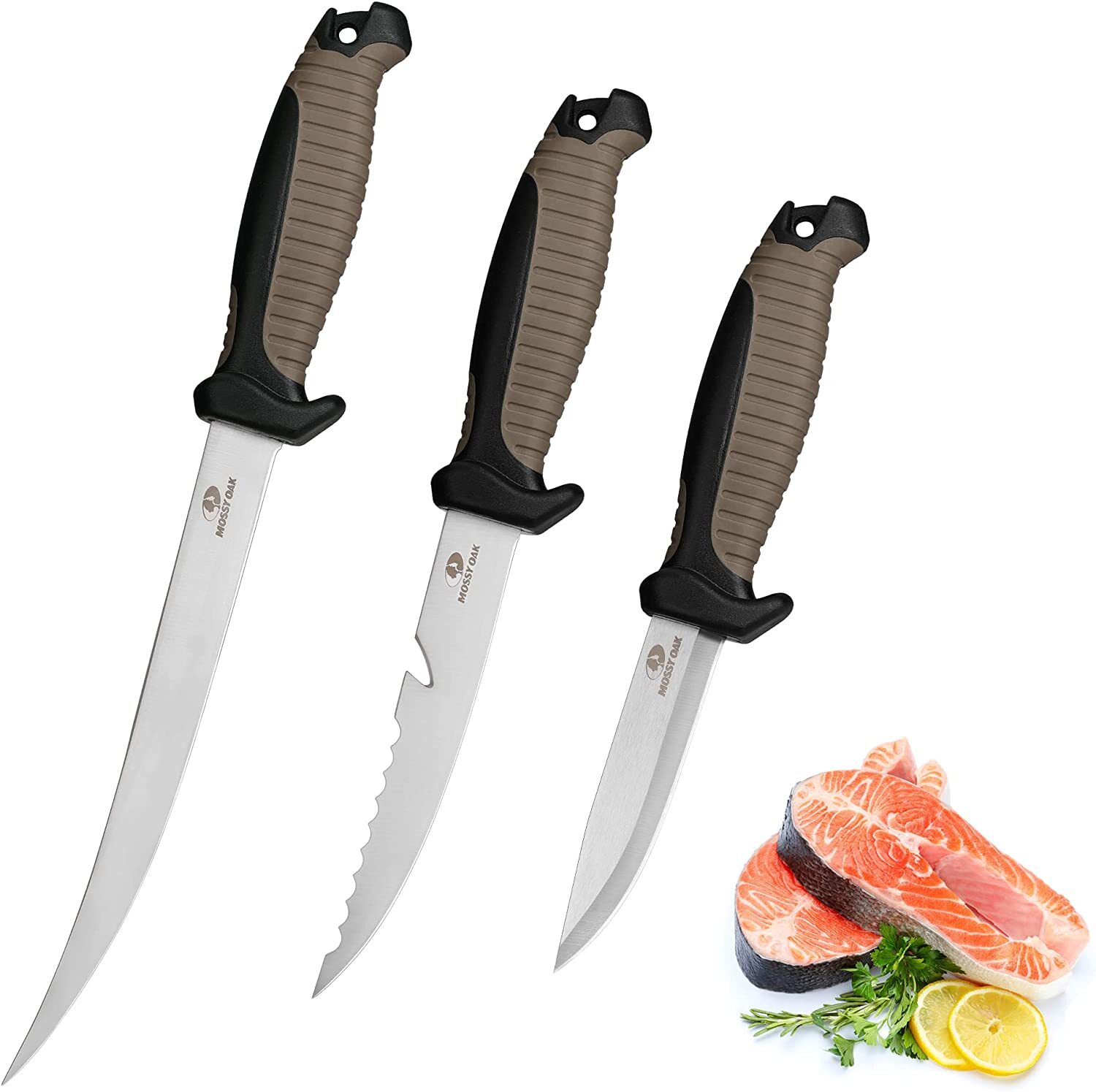 Mossy Oak 3PCS Fishing Knife Set Stainless Steel Filet Knife w ...
