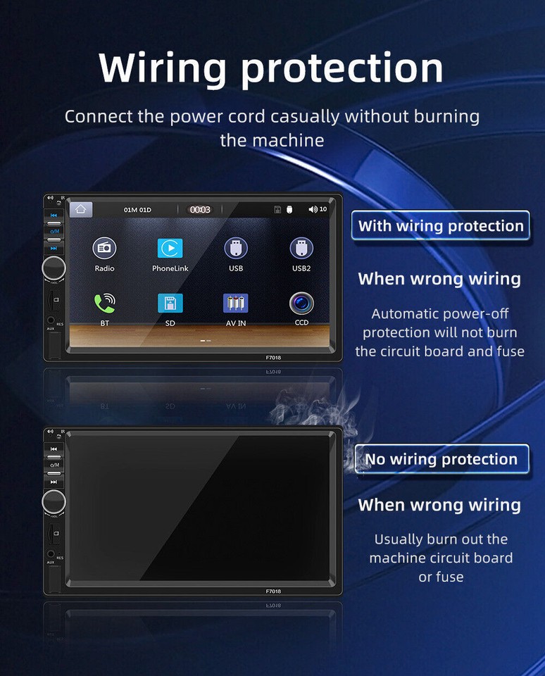 Car Stereo Radio Touch Screen 2DIN MP5 Player Carplay Android Auto BT ...