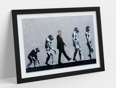 BANKSY TRUMP EVOLUTION -FRAMED POSTER WALL ART PRINT ARTWORK- BLACK ...