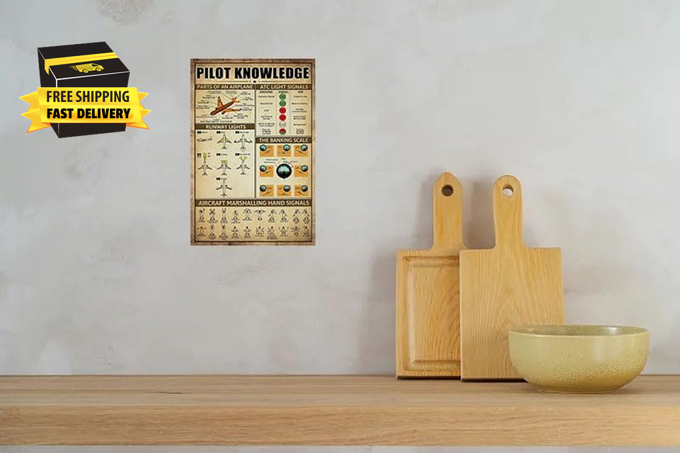 Retro Pilot Knowledge Metal Signs Vintage Airplane Decor for Home ...