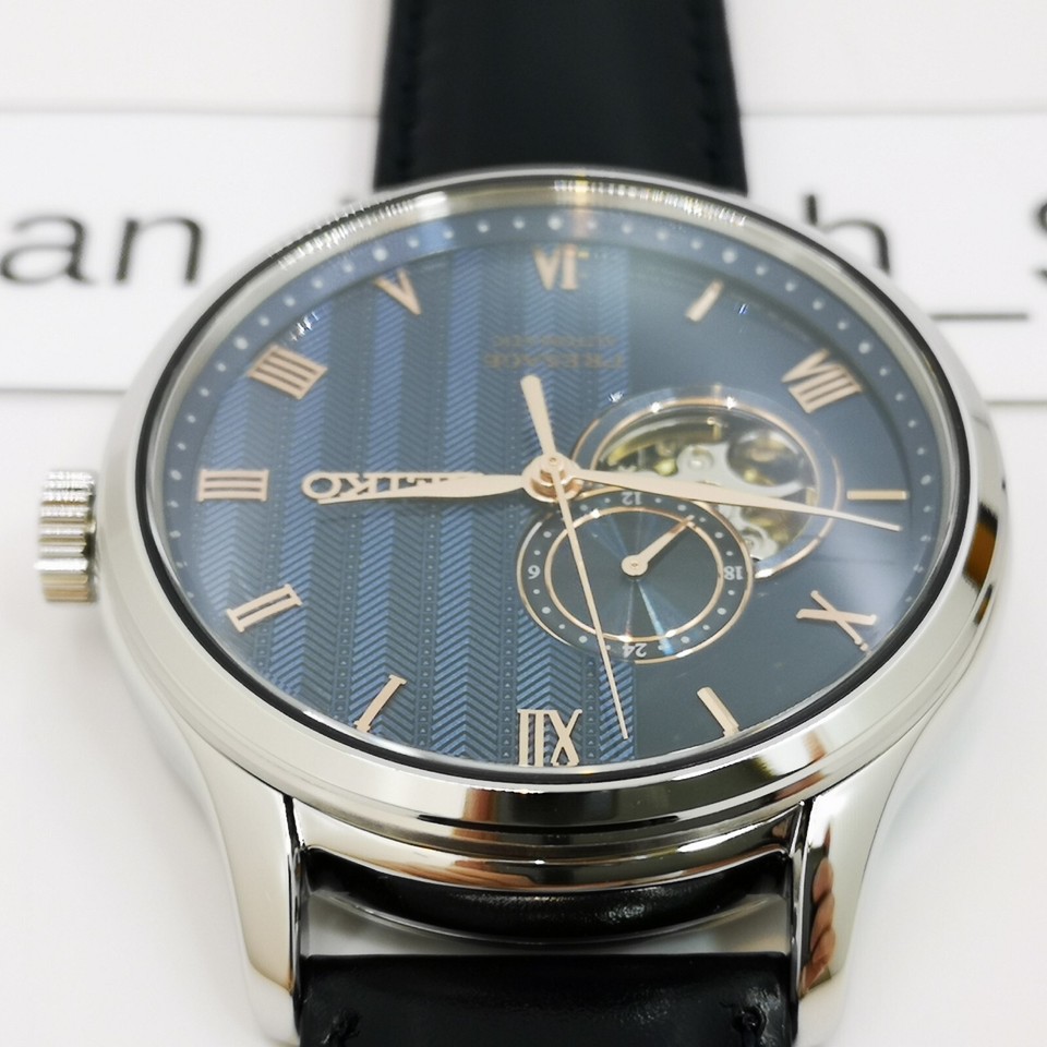 SEIKO PRESAGE Basic SARY187 Blue Automatic See-through Back Men Watch ...