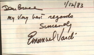 Emanuel Vardi Autographed Index Card 1983 Legendary Violinist D.11 | eBay