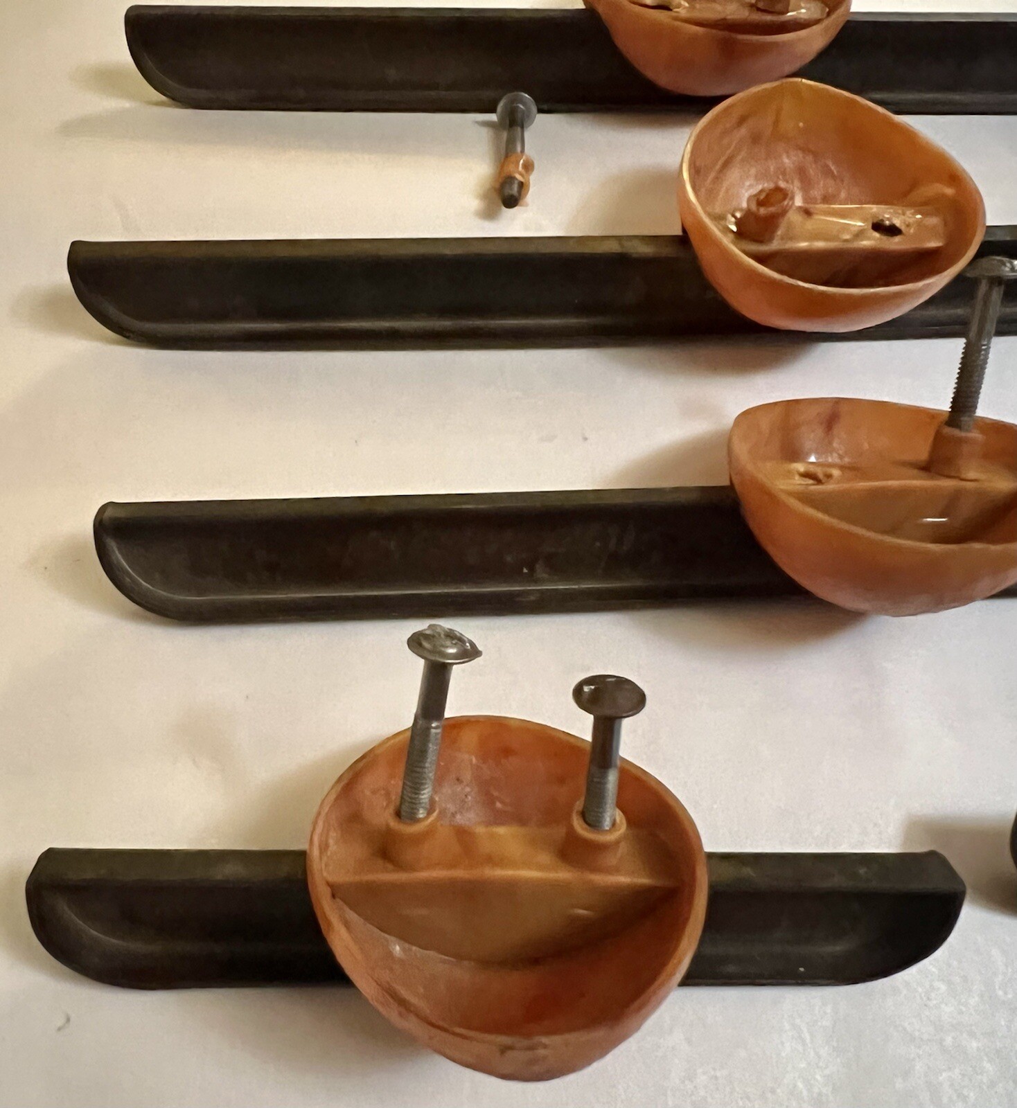 6 Rare Mid Century Modern/Retro Cabinet Drawer Pull Set, Copper And ...