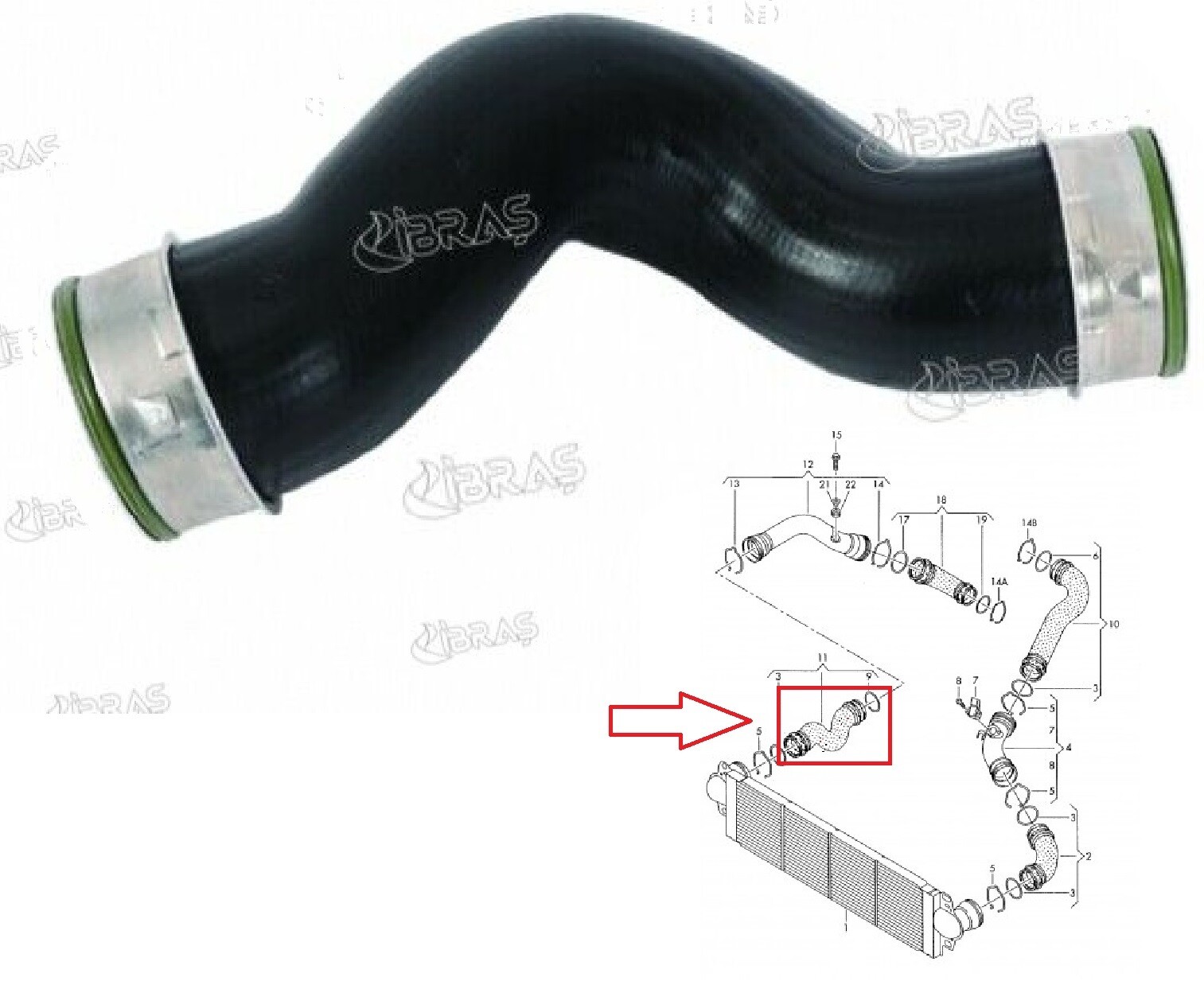 VW TRANSPORTER T5 1.9 TDI INTERCOOLER TURBO HOSE PIPE 7H0145709B | eBay UK