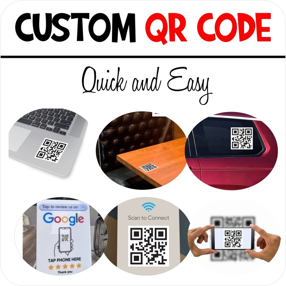 2 Pcs - Custom QR code - white background - LAMINATED | eBay