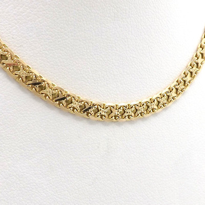 14k Gold Bismark Link Chain Necklace Reversible Mirror Finish Italy ...