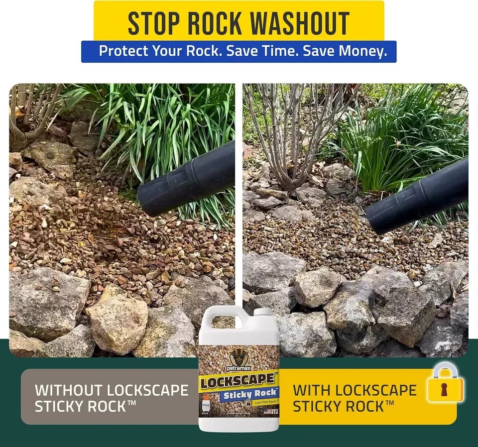 Lockdown Sticky Rock Glue for Landscaping 64 OZ Super Adhesive, Non ...