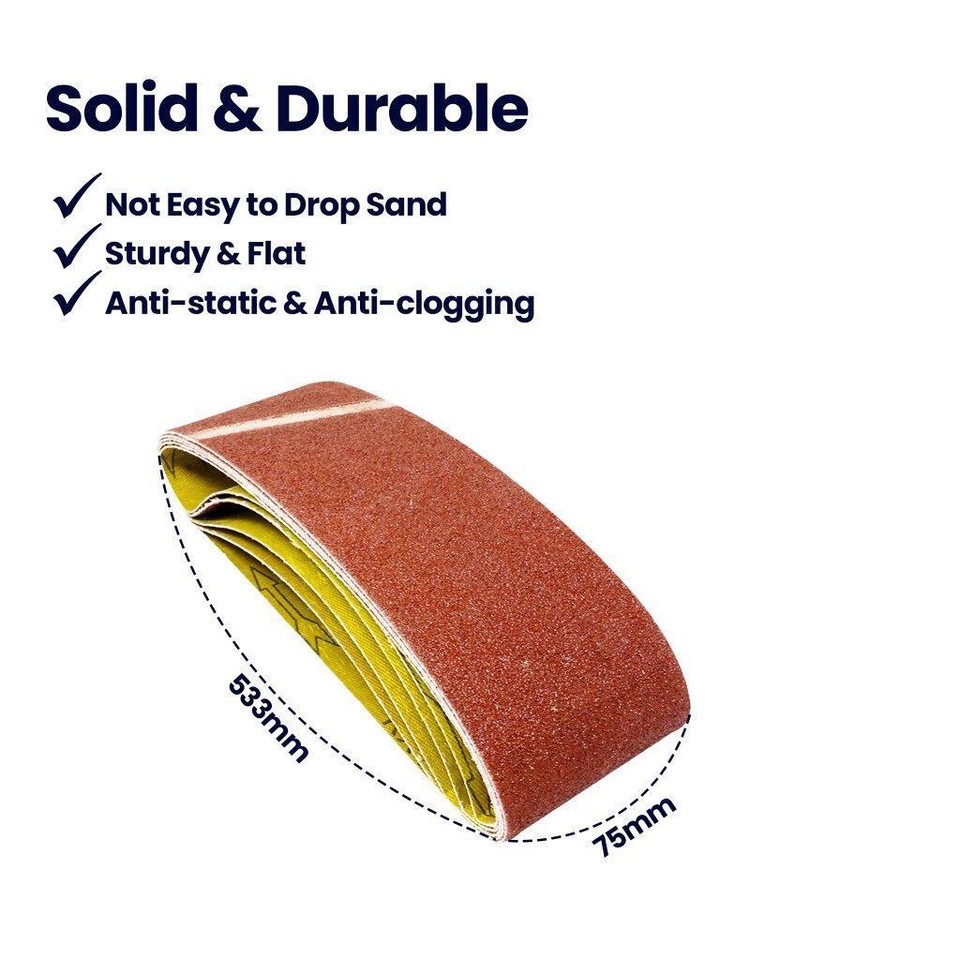 Sanding Belts Power File Belt Sander 60 Grits Coarse Fine Aluminium ...