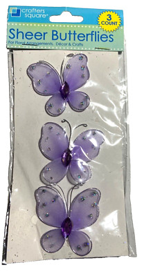 Crafters Square Sheer Butterflies 3 Count Floral Arrangement Gifts ...