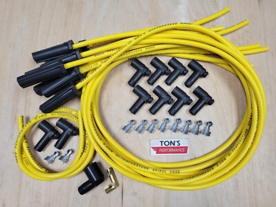 Ton's 180* 8mm Yellow Spark Plug Wires Universal Chevy GM HEI ...