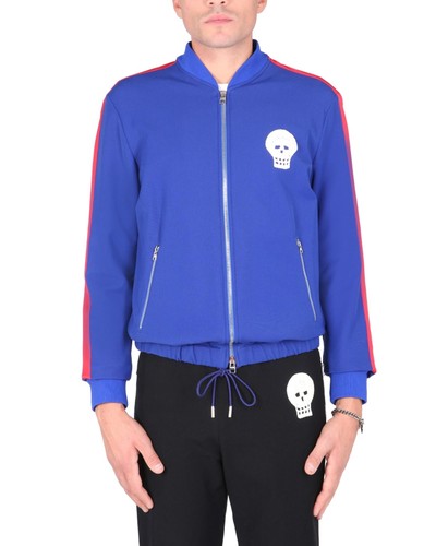 ALEXANDER MCQUEEN Men's Skull Motif Full-Zip Track Jacket Blue Sweaters ...