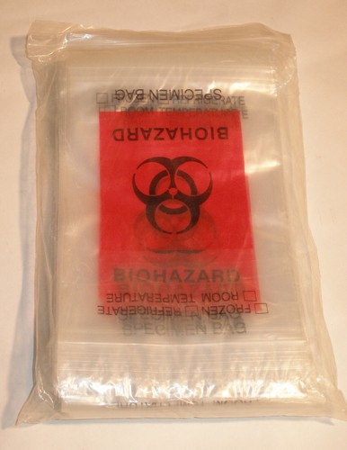 SB0609 Zip Closure Biohazard Specimen Transport Bag, Clear, 6" x 9 ...