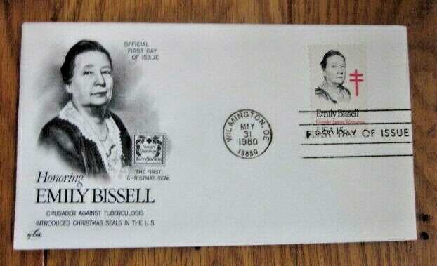EMILY BISSELL CHRISTMAS SEALS TUBERCULOSIS 1980 ARTCRAFT CACHET FDC VF ...