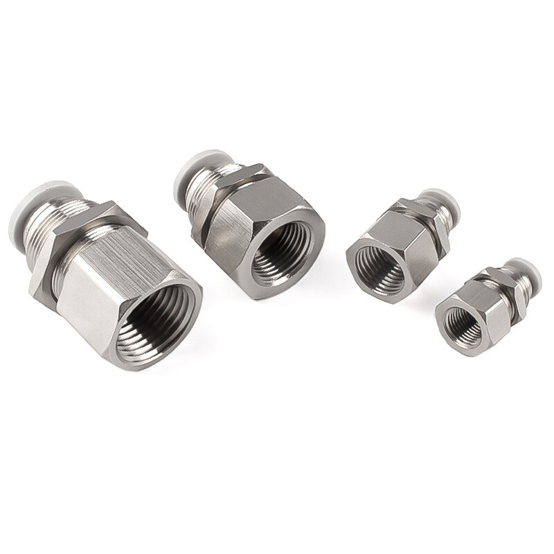 Bulkhead Connector Female Thread Pneumatic Push In Fittings Air Water ...