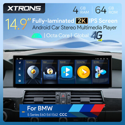 14.9" IPS Screen Android 8-Core Car Play Stereo GPS 64GB For BMW E60 ...