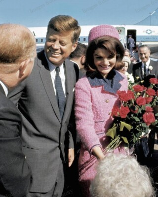 8x10 Print John F. Kennedy Jackie Arrive on Air Force One Love Field ...