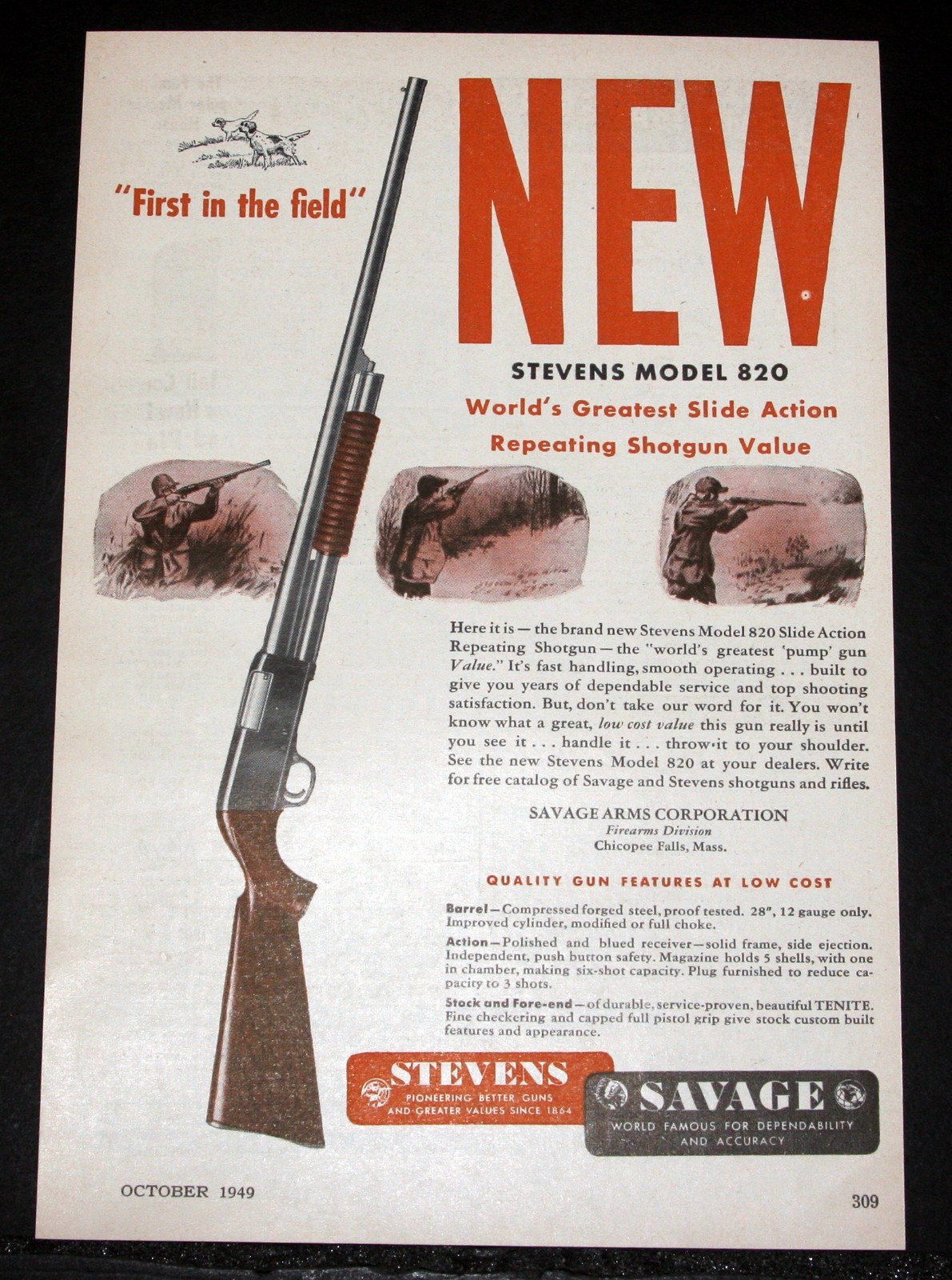 1949 OLD MAGAZINE PRINT AD, SAVAGE, STEVENS MODEL 820, WORLD'S GREATEST ...