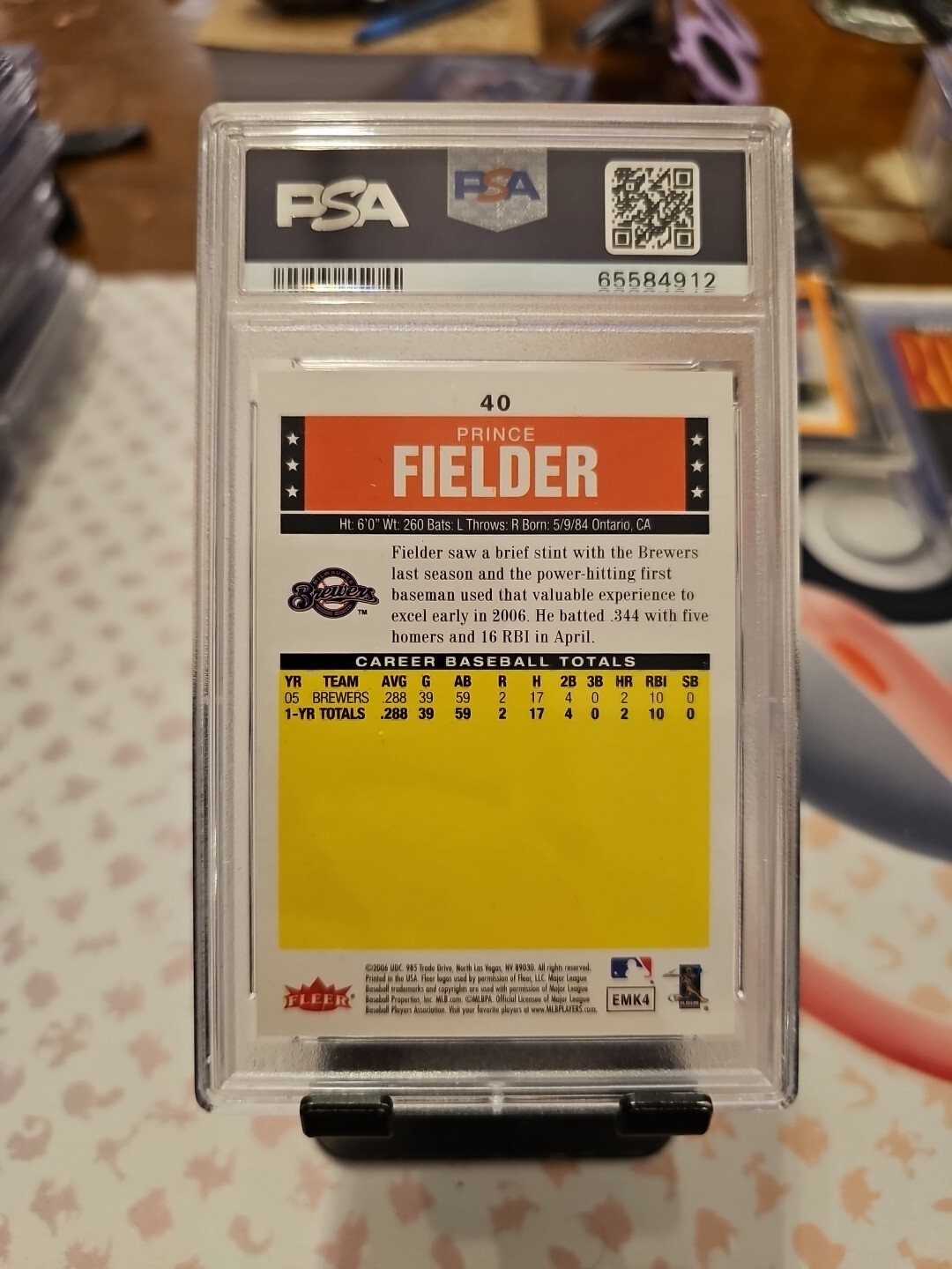 2006 Fleer Tradition Prince Fielder Rookie Card Psa 10 | eBay
