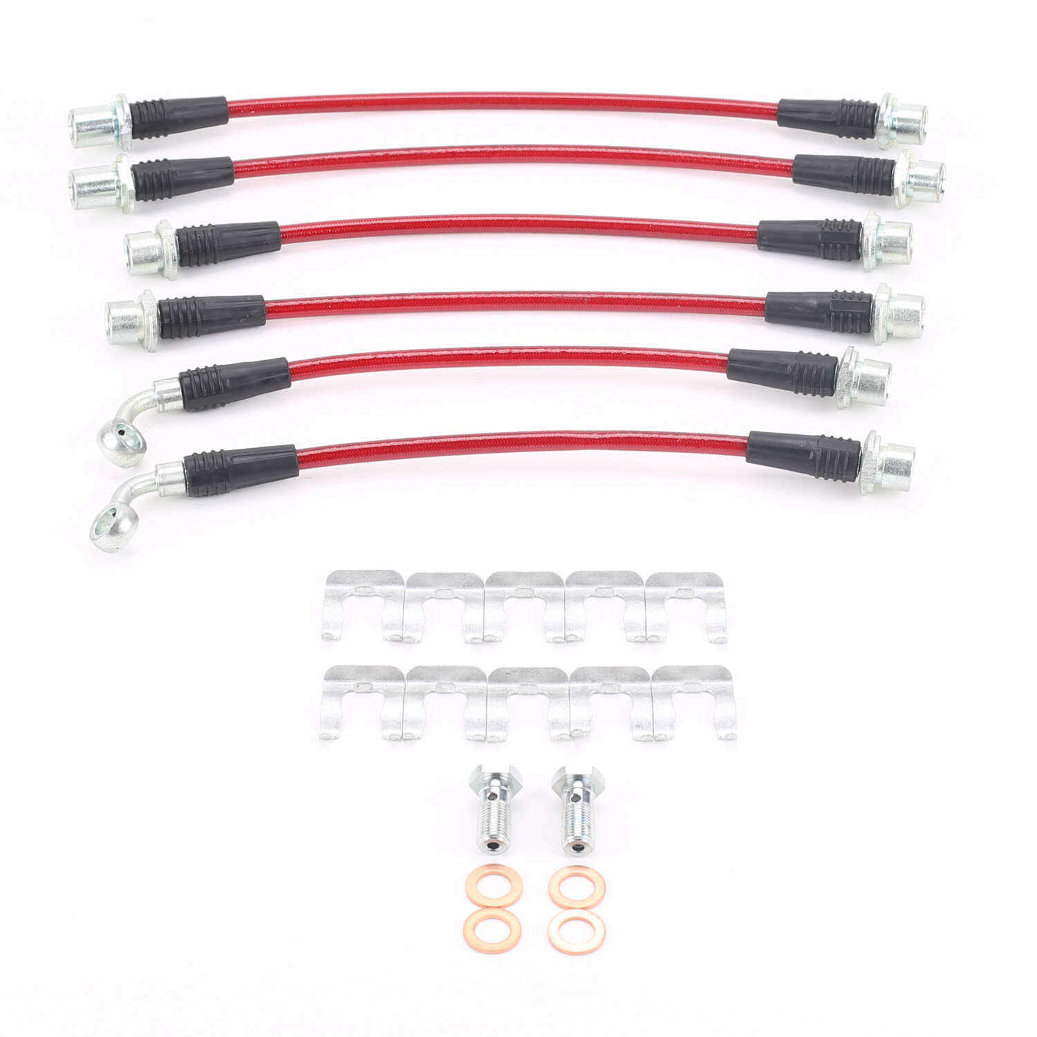 Brake Hydraulic Hose Kit-Front and Rear Stainless-Steel Brake Hose Line ...