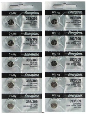 ENERGIZER 393/309 SR754W(10 piece) WATCH BATTERIES NEW SEALED Authorize ...