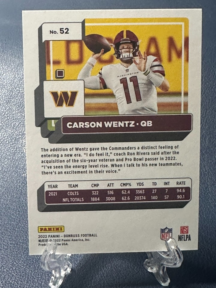 2022 Panini Donruss CARSON JAMES WENTZ Full Name Variation 🔥 SSP Silver ...