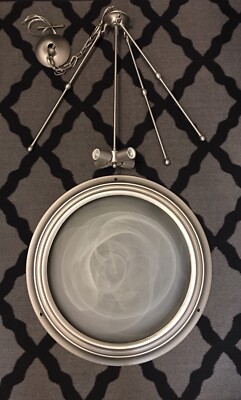 Brushed Nickel Inverted Glass Bowl Shade Large Pendant Chandelier 4 ...