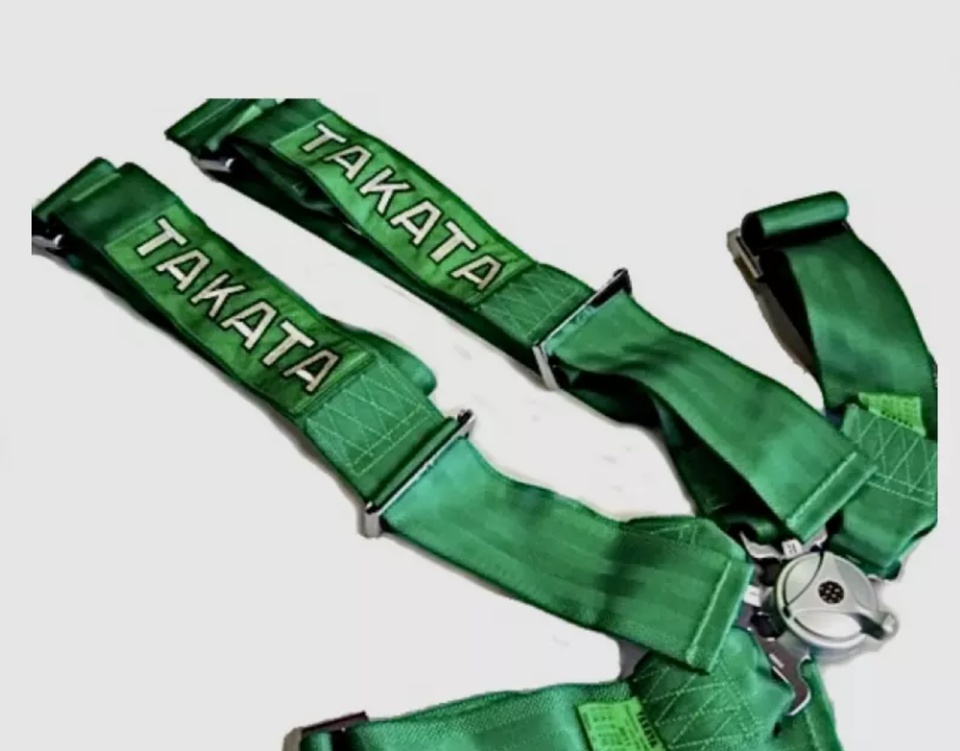 Takata Green RACE 4 Point Snap-On 3" Racing Seat Belt Harness with ...