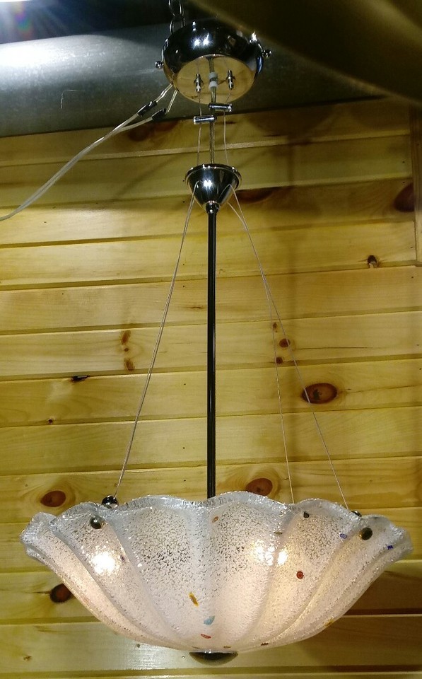Vintage Chandelier Pendant Slovakia Light Fixture Murano Style Glass ...