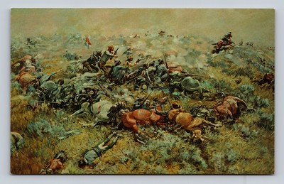 Custer Battle Scene Painting by J.K. Ralston June 25, 1876 Postcard | eBay