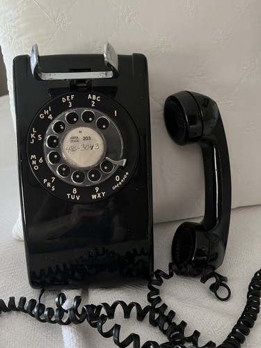 VTG AT&T Rotary Dial Wall Phone Blk 554 A/B Ex Condition | eBay
