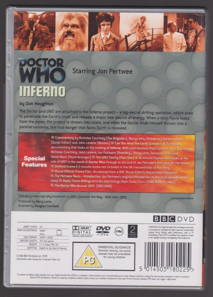 Doctor Who: Inferno DVD (2013) Jon Pertwee, cert PG 2 X DVD DISCS ...