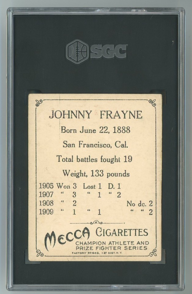1910 T220 Champions (Silver Border) Johnny Frayne SGC 5 EX #9584050 | eBay
