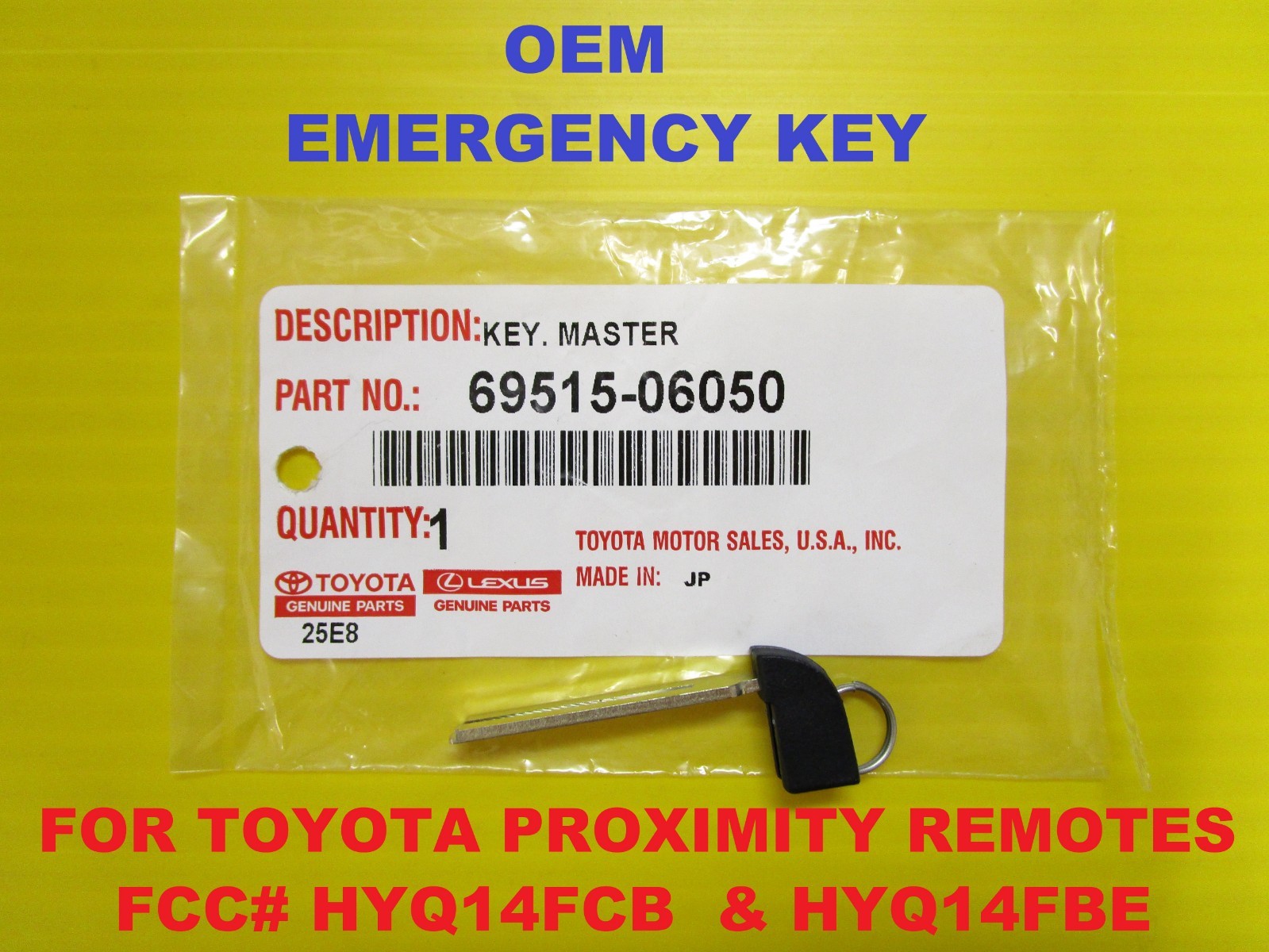 OEM 2016 2017 Toyota Prius Emergency Key Insert HYQ14FBC 69515-06050 HYQ14FBE | eBay