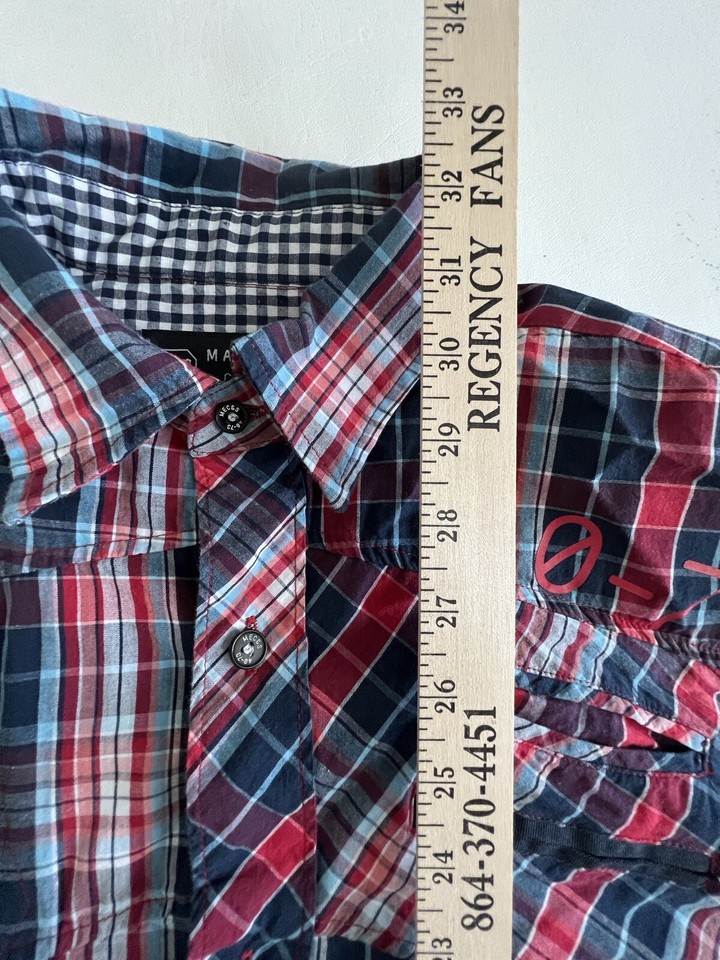 Marc Ecko Shirt Mens 2XLT Cut & Sew Deadly Threads Decorated Plaid ...