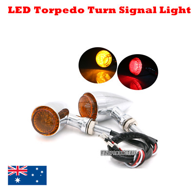 Chrome Torpedo LED Turn Signal indicator Light Harley Chopper bobber ...