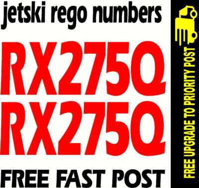 JETSKI 100mm Rego Numbers Marine Quality 2 SETS YOUR NUMBER decals ...