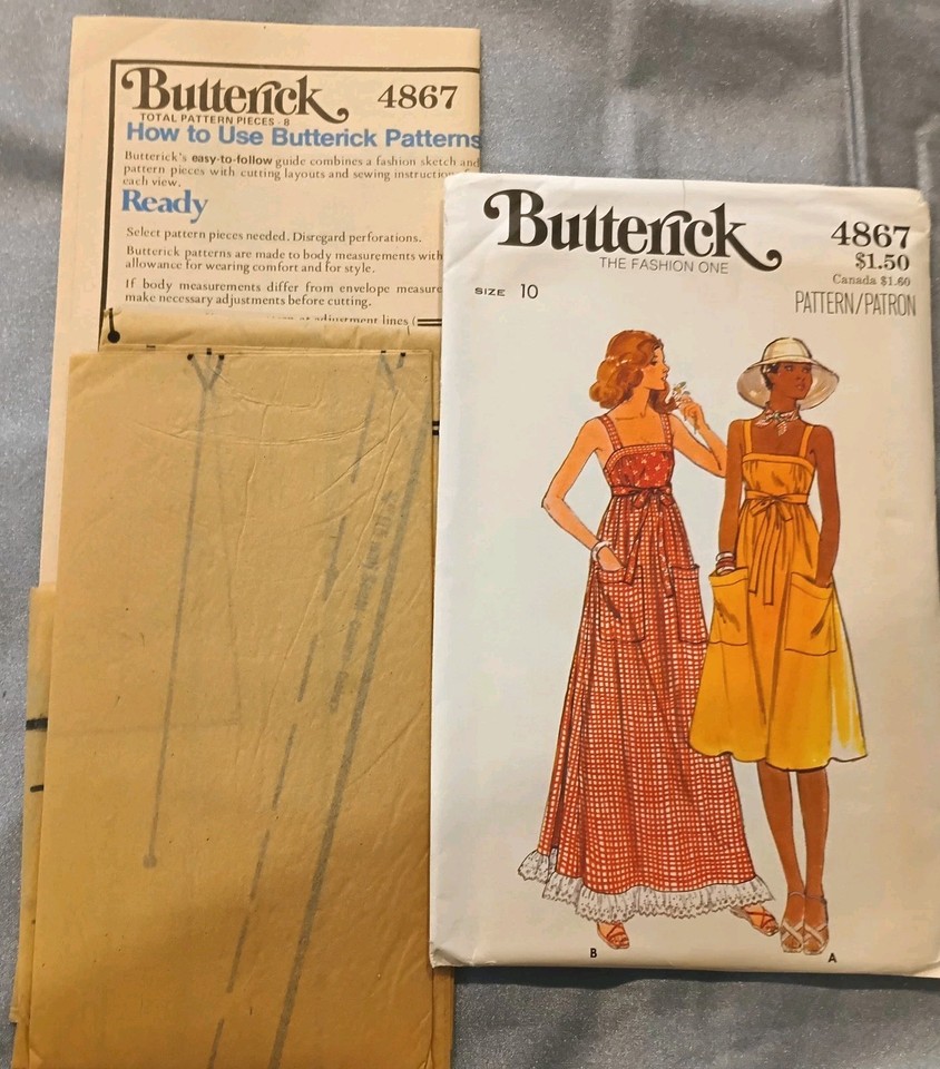 Butterick 4867 Back Wrap Sundress Sz 10 B32.5" FF Sewing Pattern ...