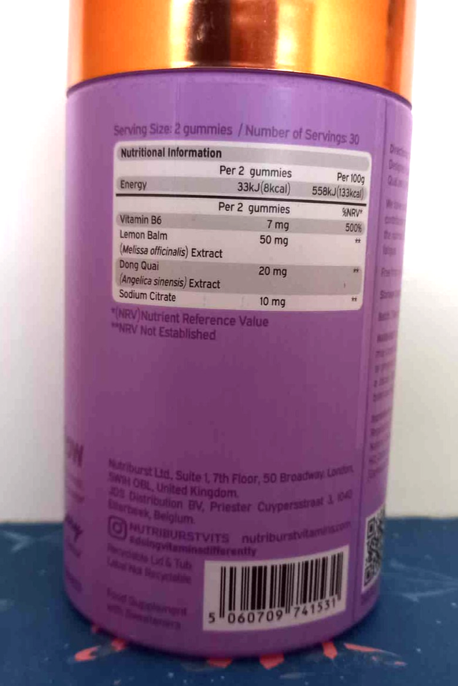 NUTRIBURST ZEN FLOW VIT B6 LEMON BALM DONG QUAI EXTRACT HORMONAL ...