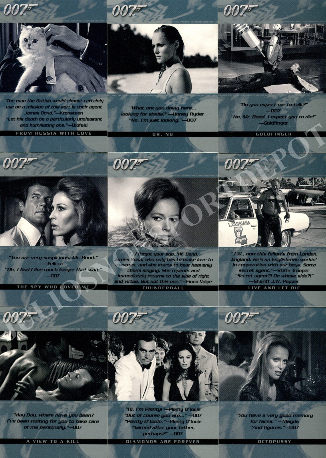 THE QUOTABLE JAMES BOND 2004 RITTENHOUSE ARCHIVES BASE CARD SET OF 100 ...