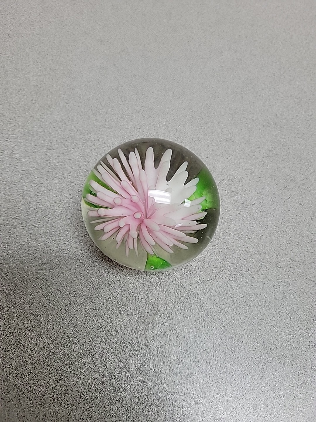Glass Paperweight with Pink White Flower Chrysanthemum Glass Floral ...