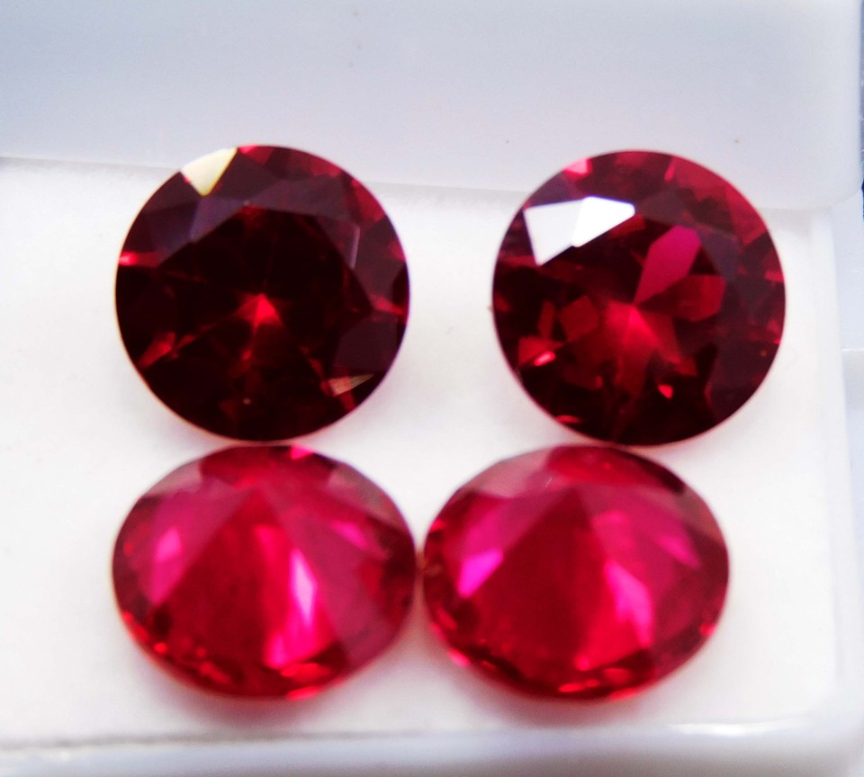 4 PSC Natural Flawless Certified Red Ruby Round Cut Loose Gemstone 9 x ...