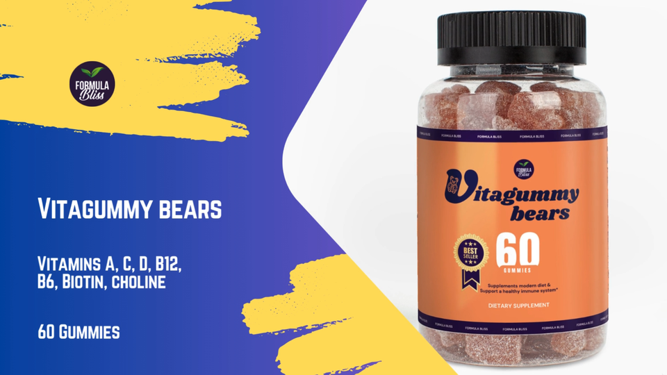 Vitagummy Bears (Adult), gummies with Vitamins A, C, D, B12, B6, Biotin ...