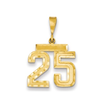 14k 14kt Yellow Gold Medium Diamond-cut Number 25 Charm PENDANT | eBay